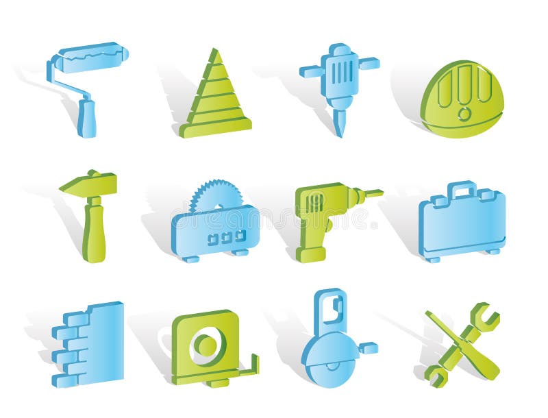 Building and Construction Tools Icons Stock Vector - Illustration of ...