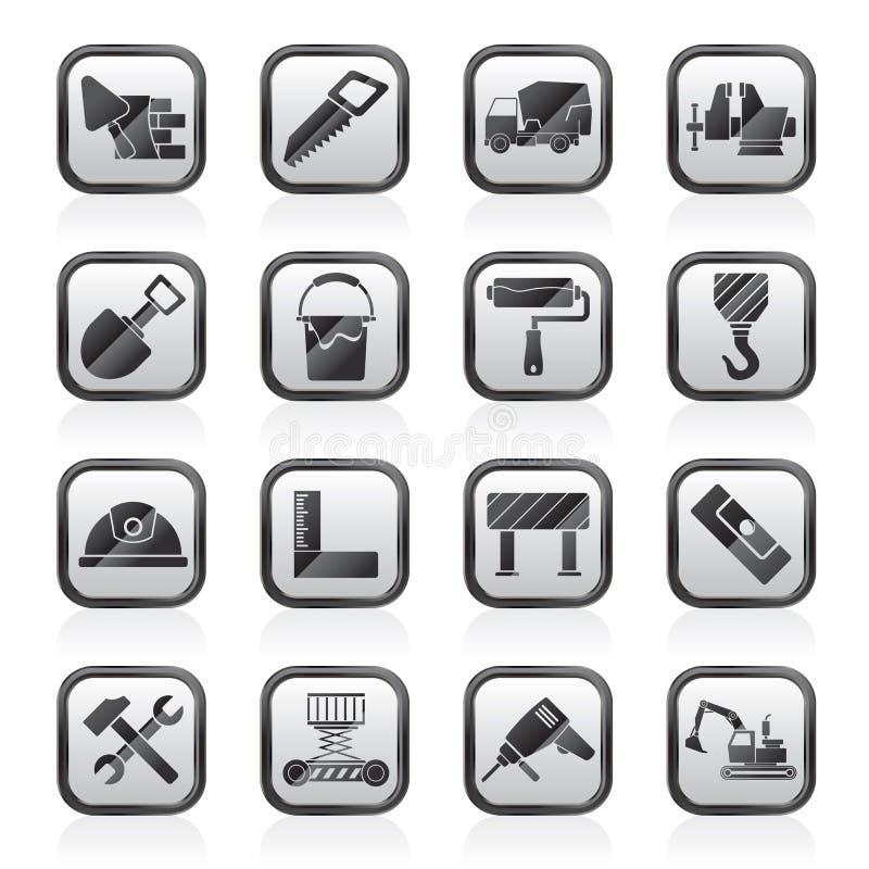 Building and Construction Tools Icons Stock Vector - Illustration of ...