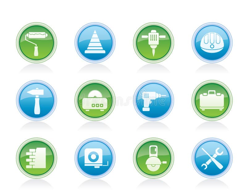 Building and Construction Tools Icons Stock Vector - Illustration of ...