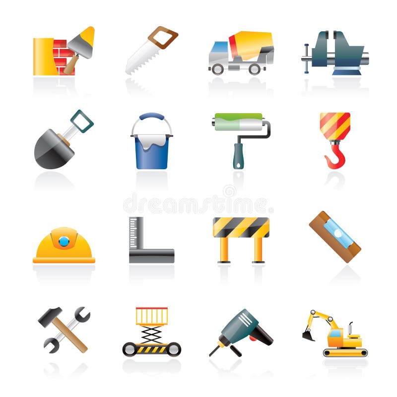 Building and Construction Tools Icons Stock Vector - Illustration of ...