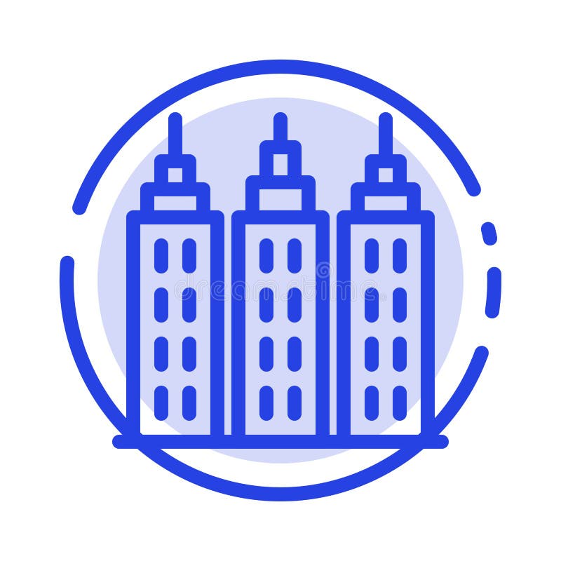 Building, Construction, Tower Blue Dotted Line Line Icon Stock Vector ...