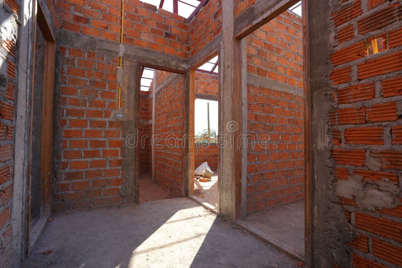 Building and Construction Wall Made Brick Stock Photo - Image of ...