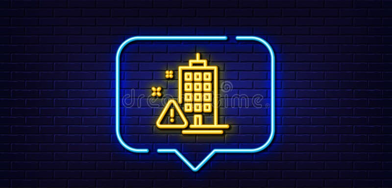 Building Construction Warning Line Icon. Attention Triangle Sign. Neon ...