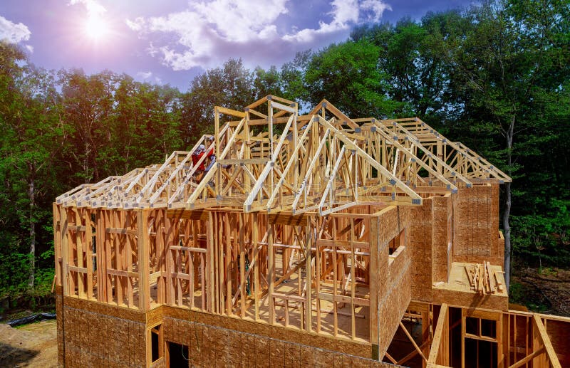 Building Construction, Wood Framing Structure at New Property ...