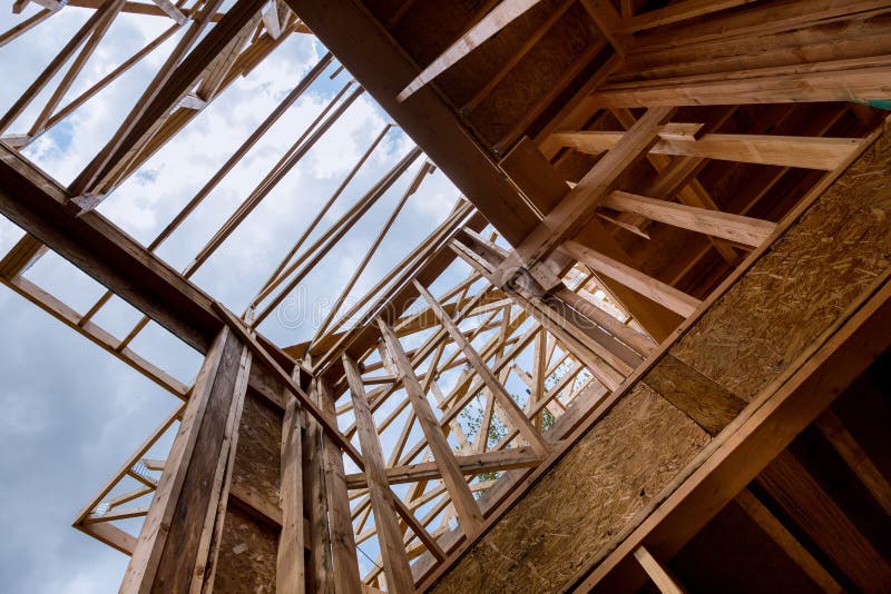 Building Construction, Wood Framing Structure at New Property ...