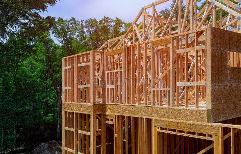 Building Construction, Wood Framing Structure at New Property ...