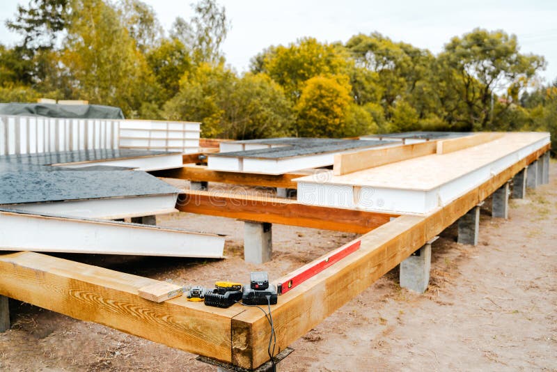 Building Construction of Wooden Frame House Made of SIP Structural ...