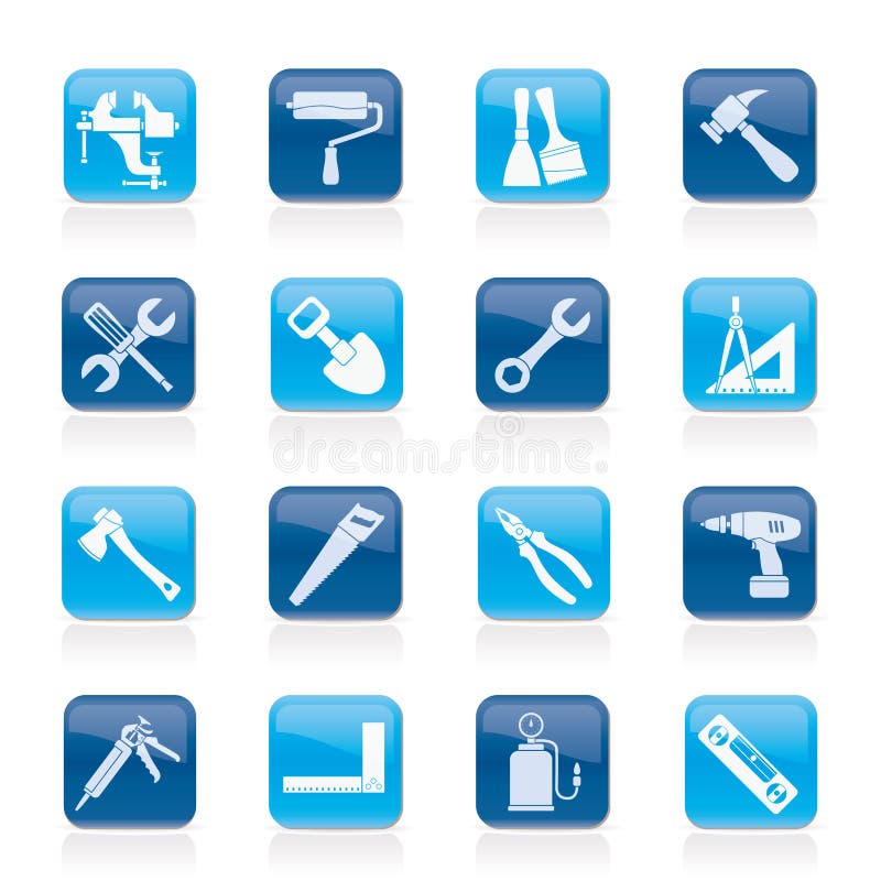 Building and Construction Work Tool Icons Stock Vector - Illustration ...