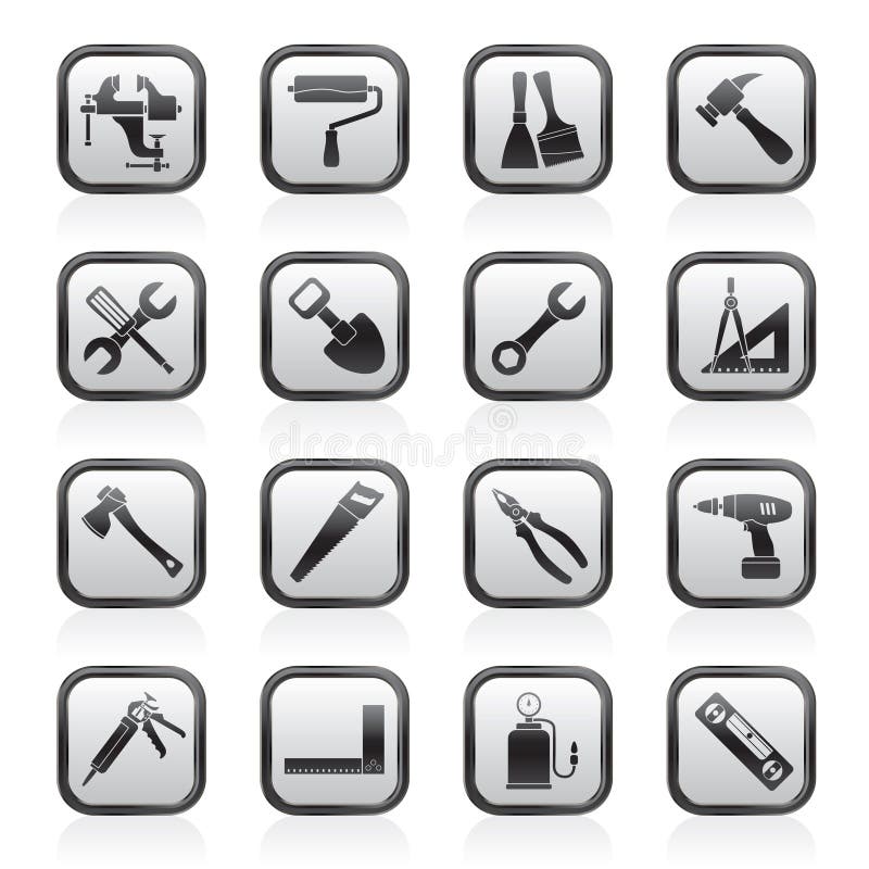 Building and Construction Equipment Icons Stock Vector - Illustration ...