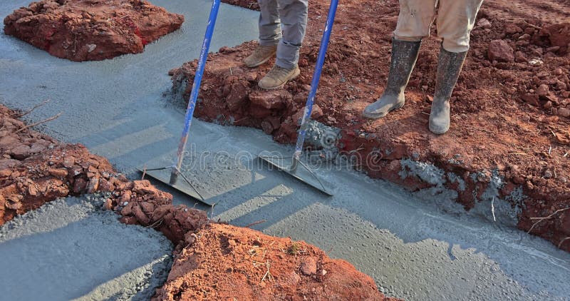 Building Construction Worker Pouring Ready Mix Cement Concrete Stock ...