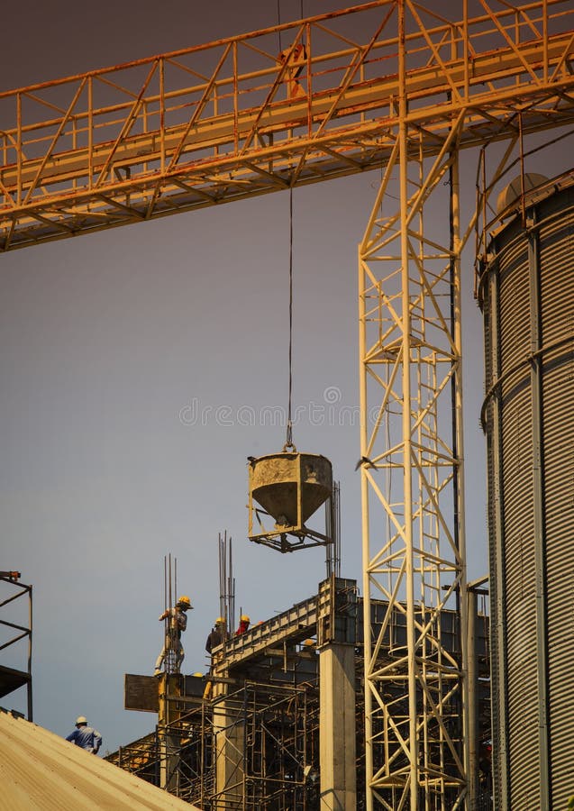Building Construction Worker Working on Construction Site with H Stock ...