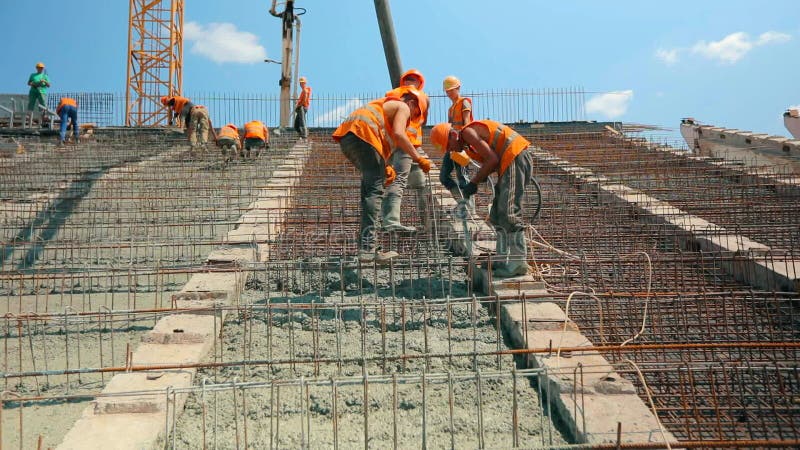 Building Construction. Working Process at a Construction Site. Builders ...