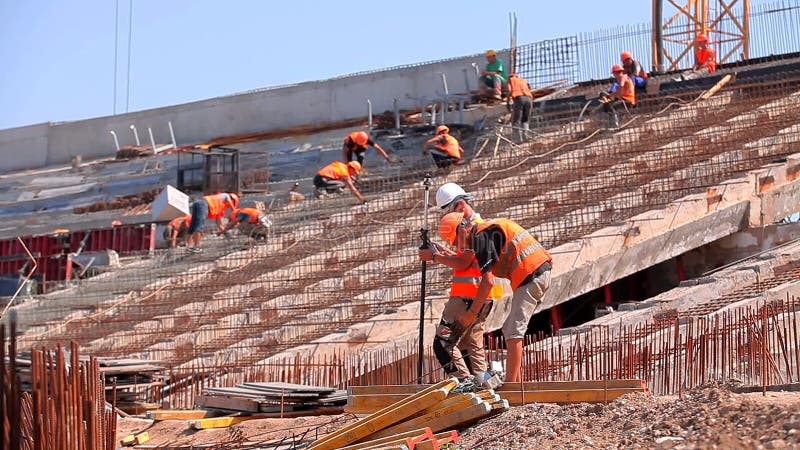 Building Construction. Working Process at a Construction Site. Builders ...