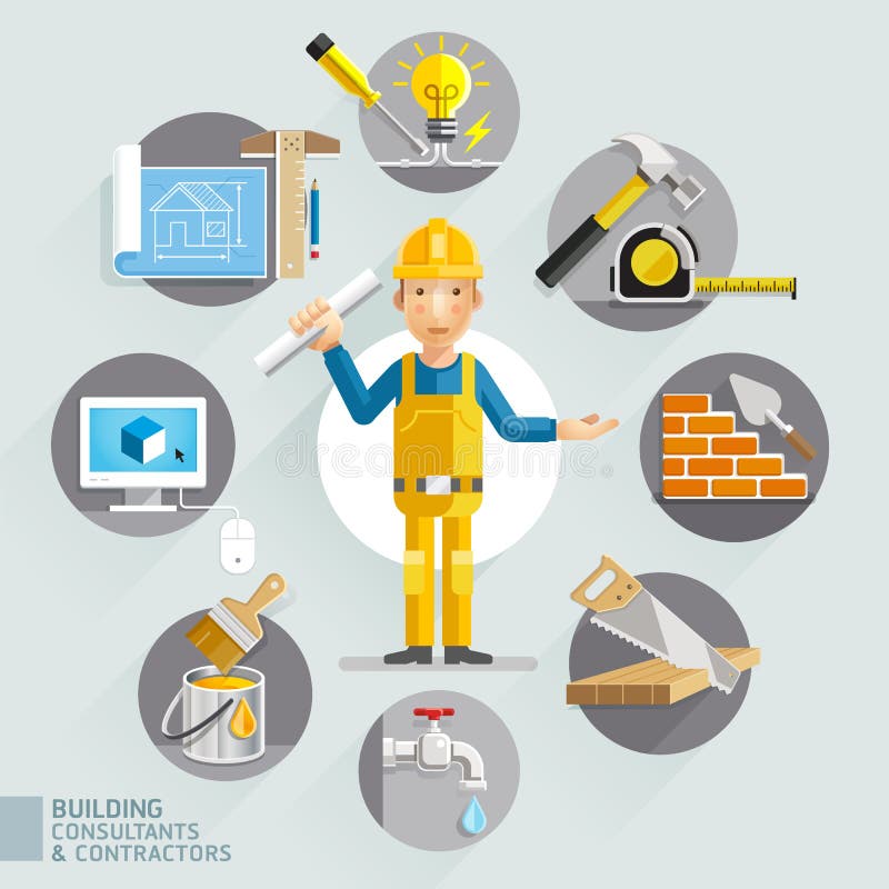 Building Consultants & Contractors. Stock Vector - Illustration of ...