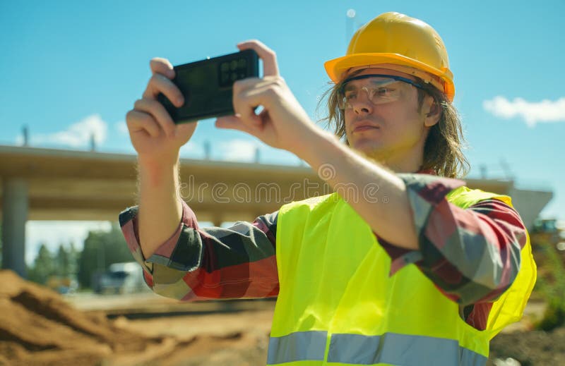 Building Contractor with Mobile Phone Stock Photo - Image of architect ...