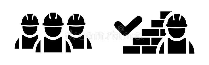 Building Contractors, Brick Wall, Check Icon Set Stock Vector ...