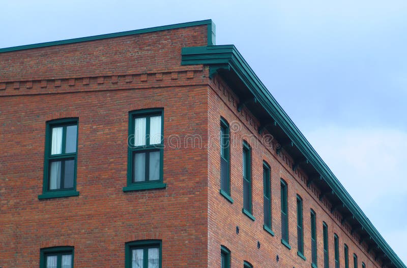 Building Corner Brick and Windows Perspective Office Wall Stock Image ...
