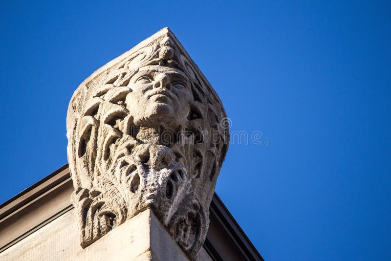 Building Corner Head Closeup Stock Image - Image of blue, stone: 44982795