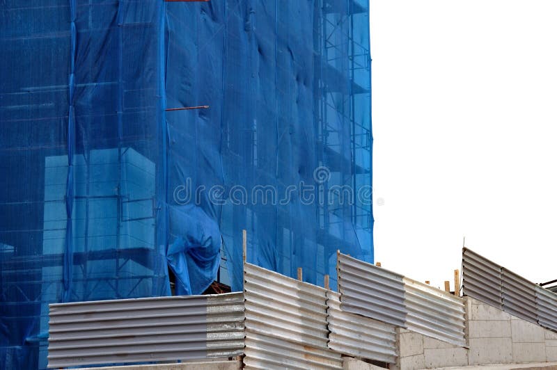 Building Covered with Construction Debris Netting Stock Image - Image ...
