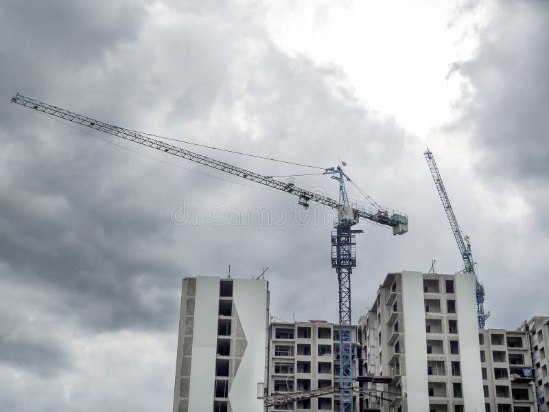 Building with Crane in Construction Site Stock Photo - Image of male ...