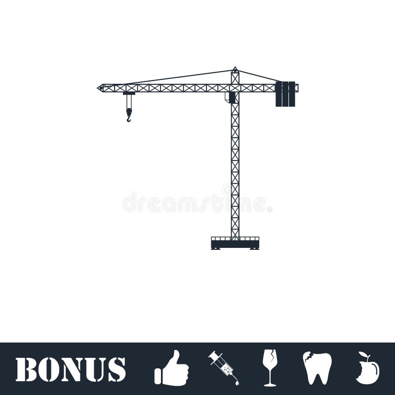 Building crane icon flat stock vector. Illustration of machine - 151745519