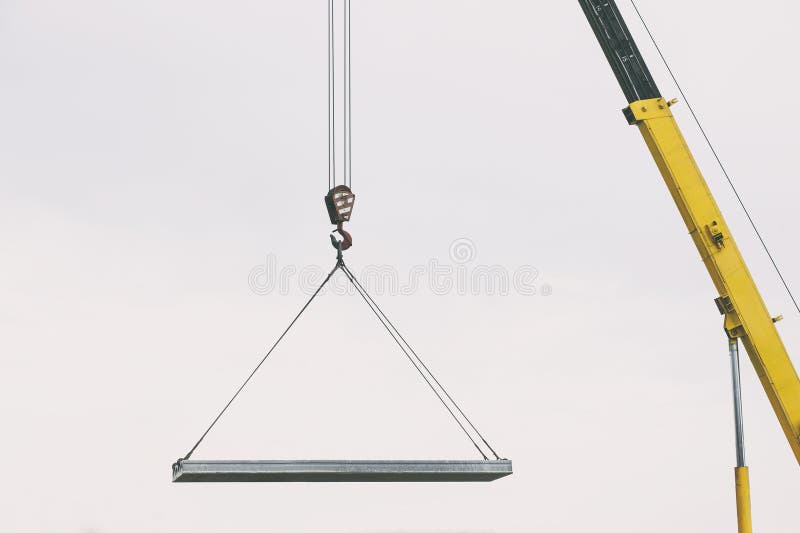 Building Crane Lifting the Concrete Plate Stock Image - Image of moving ...