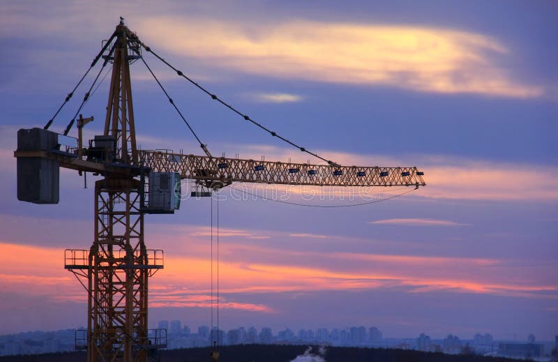 Building crane at sunset stock photo. Image of landscape - 29559368