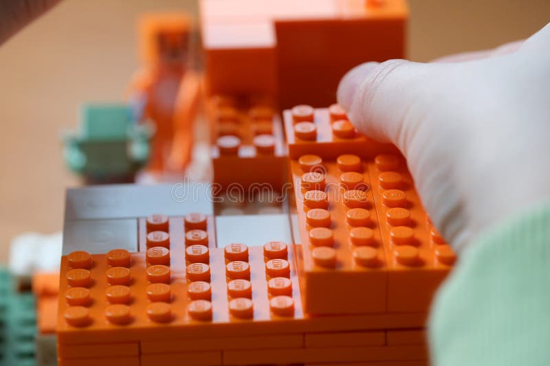 Building Creativity with Colorful Bricks in a Cozy Workspace Stock ...