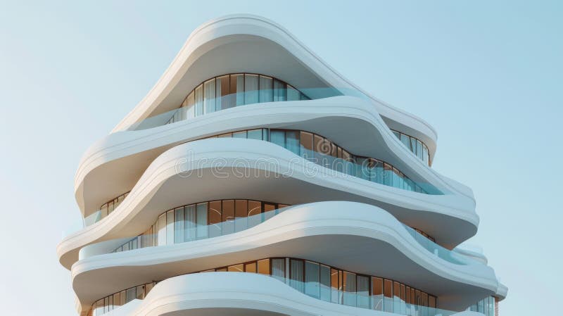 A Building with a Curved Design that Has Many Windows, AI Stock ...