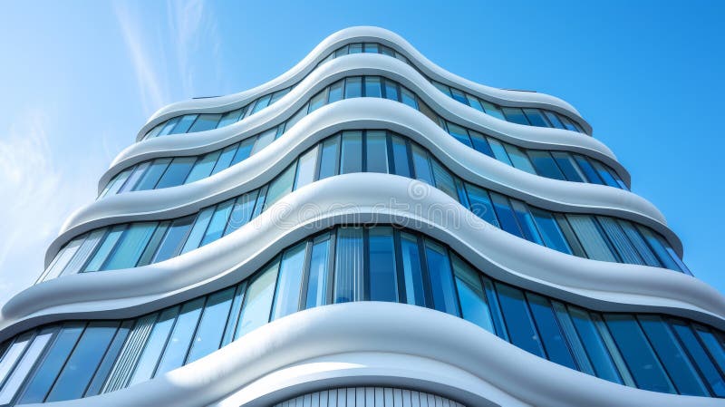 A Building with a Curved Design on the Outside of it, AI Stock ...