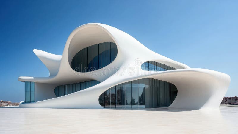 A Building with a Curved Roof and a Large Window Stock Illustration ...