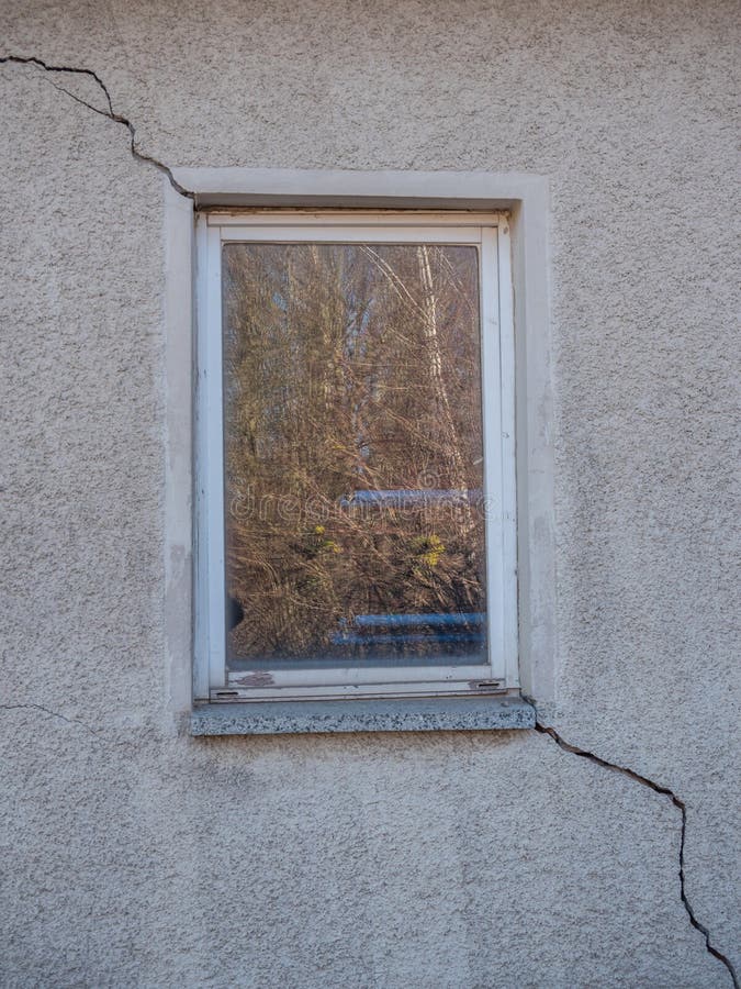 Building Damage Crack on a Window Stock Photo - Image of planes, window ...