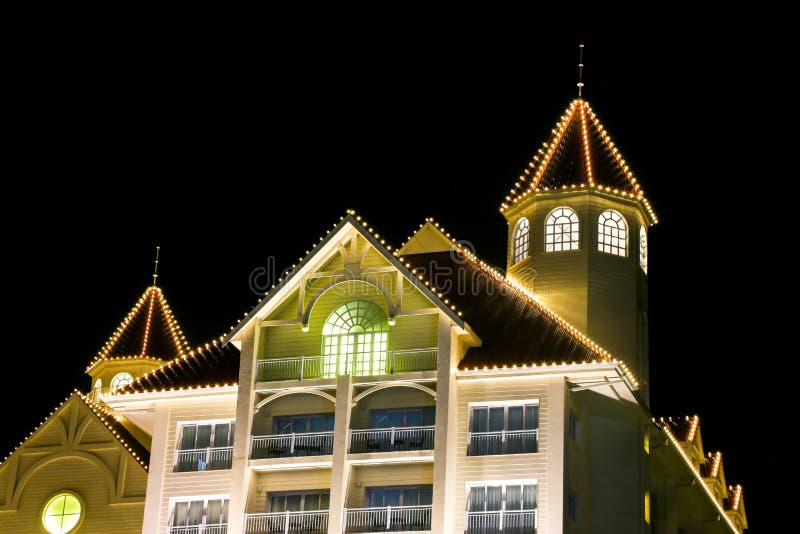 Building with Decorative Lights Stock Image - Image of towers, castle ...
