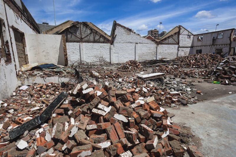 Building Demolished Bricks Rubble Editorial Stock Photo - Image of ...