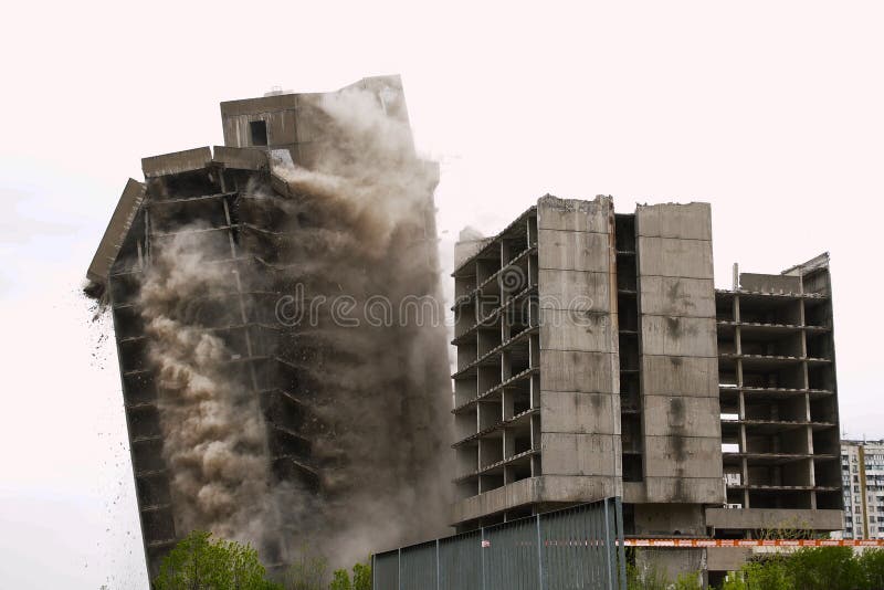 Building Demolition by Controlled Implosion Stock Photo - Image of ...