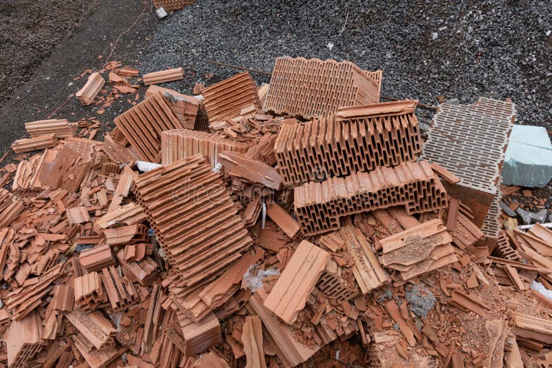 Building Demolition Demolished Ruin Stone and Bricks Rubble Debris ...