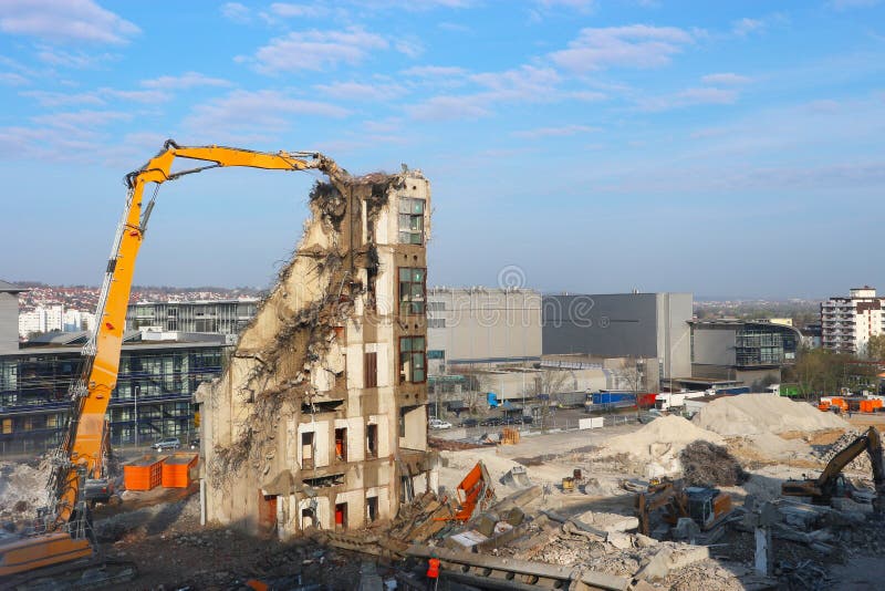 Building demolition stock photo. Image of equipment, concrete - 91611460