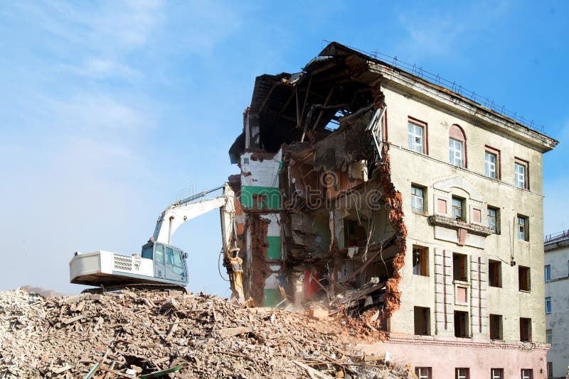 Excavator Loader Machine at Demolition Construction Site Stock Photo ...