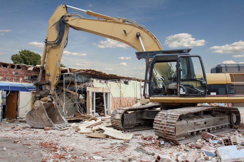 House demolition stock image. Image of excavator, destruction - 1668995