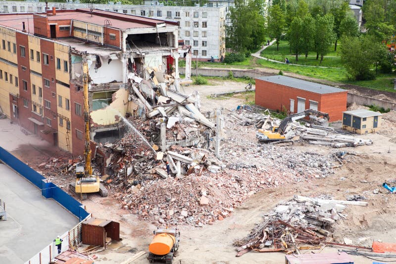 Building Demolition for New Construction Stock Image - Image of city ...
