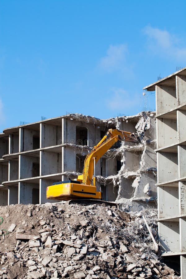 Building demolition stock photo. Image of crushing, machine - 67426768