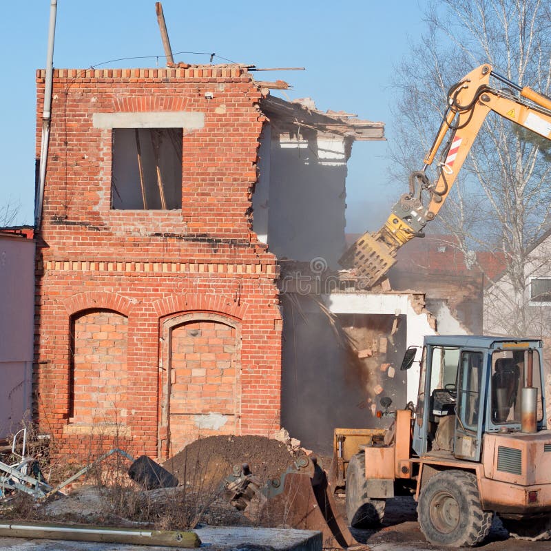 Building demolition works stock photo. Image of construction - 372386236