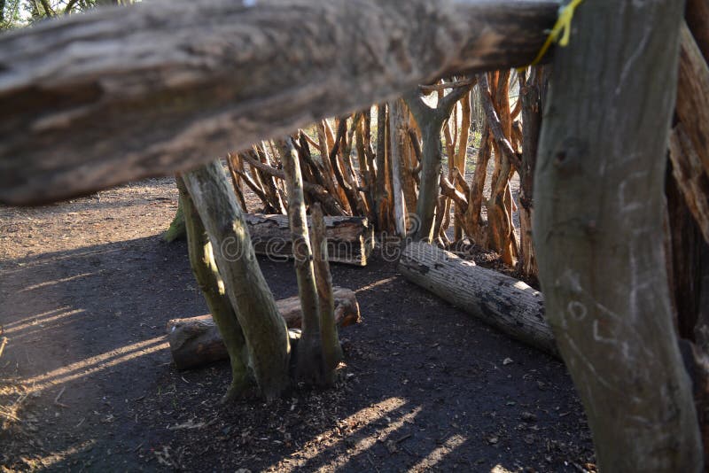 Building a den outdoors stock photo. Image of forest - 139425708