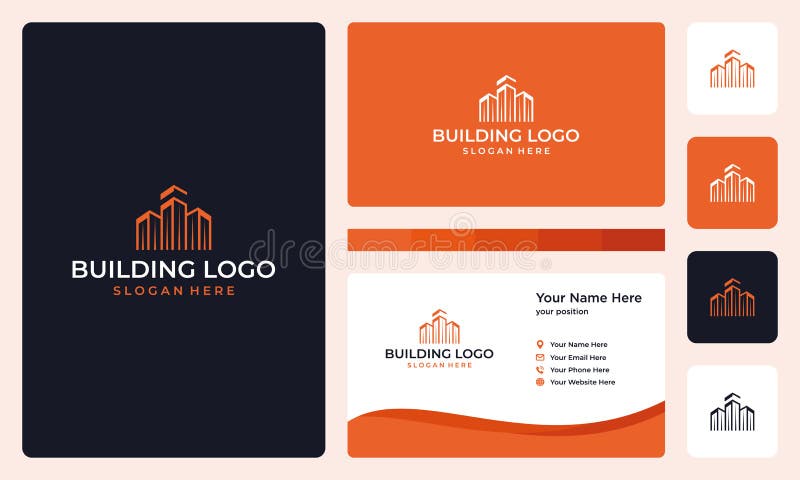 Building Design Logos with Line Style. Stock Vector - Illustration of ...