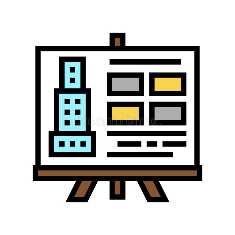 Building Design Presentation Color Icon Vector Illustration Stock ...