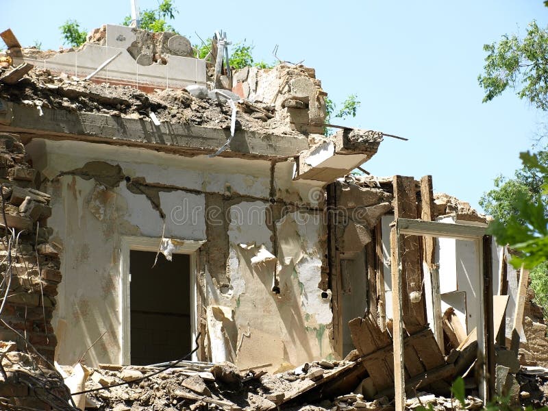 Destroyed Building, Debris. Series Stock Image - Image of destroyed ...