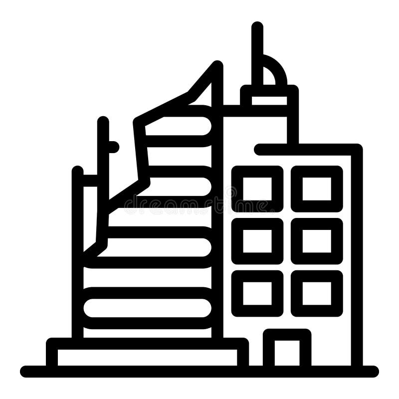 Building Destruction Icon, Outline Style Stock Vector - Illustration of ...