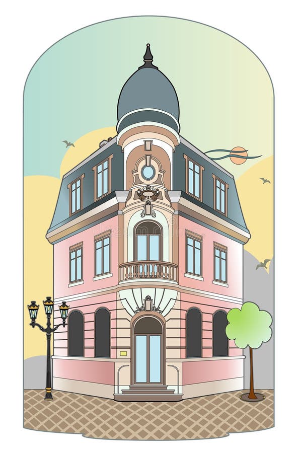 Vintage building drawing stock vector. Illustration of construction ...