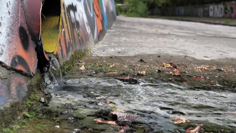 Building Drain, Water Flows from Pipe Stock Video - Video of drain ...