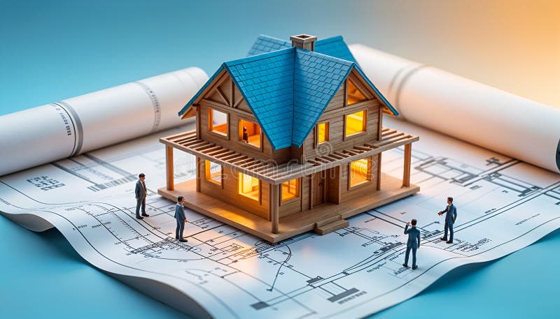Building Dreams: House Construction Project on Blueprints Construction ...